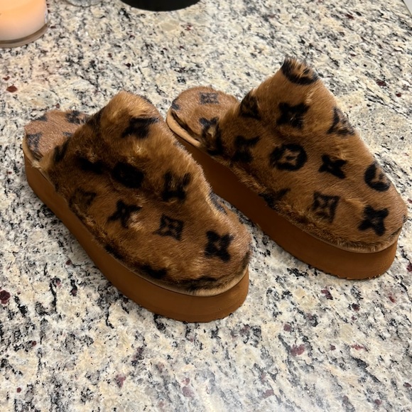 UGG | Shoes | Furry Platform Slip Ons | Poshmark